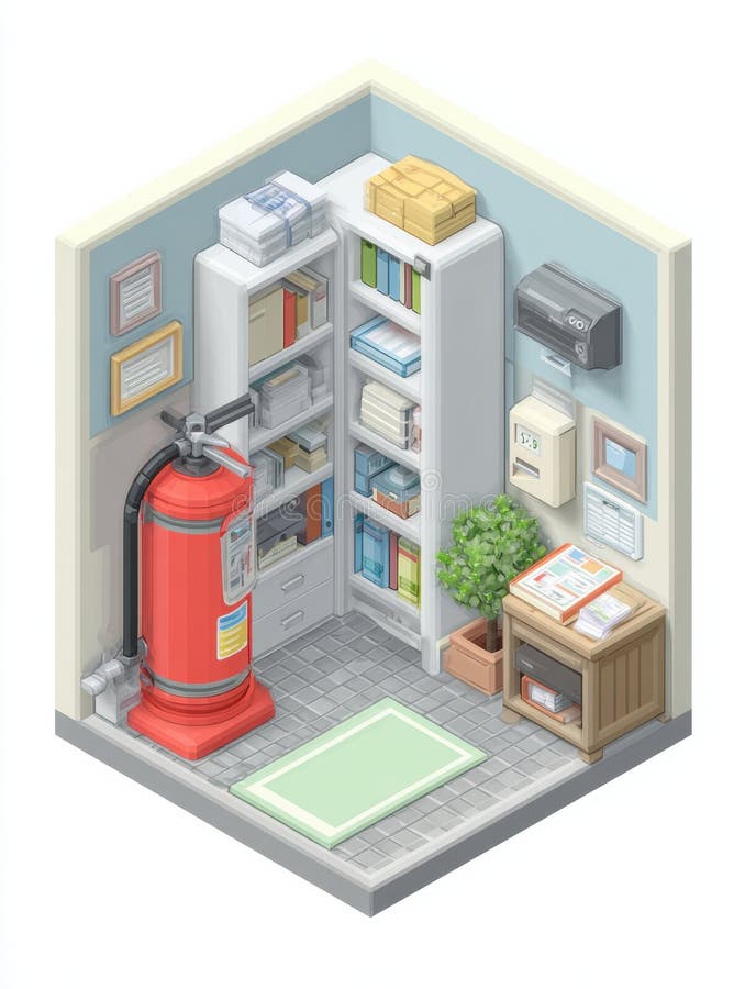 Preparedness Upgrades in an Isometric Room Featuring a Fire ...