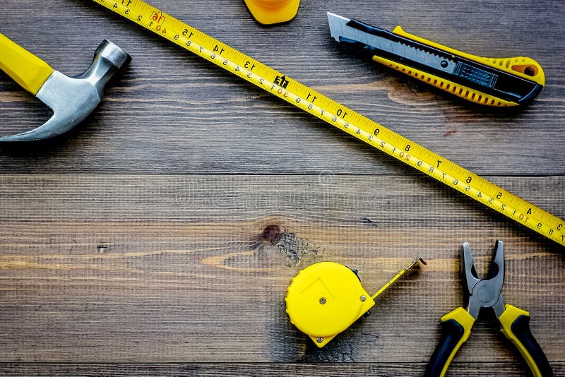 Preparing for Appartment Repair. Set of Construction Tools on Wo Stock ...