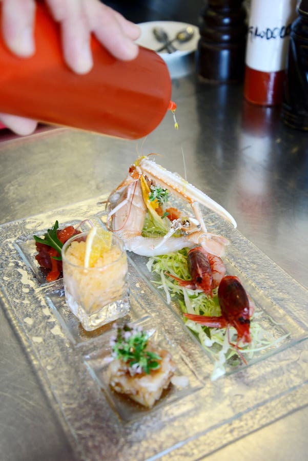 Preparing Appetizer with Raw Fish Stock Photo - Image of tail, snack ...