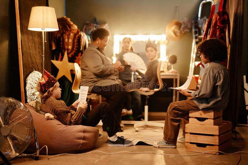 Preparing Backstage for Stage Performance with Costumes and Props Stock ...