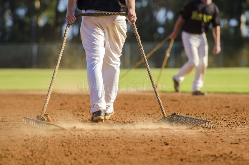 Preparing baseball field stock image. Image of baseball - 61398487