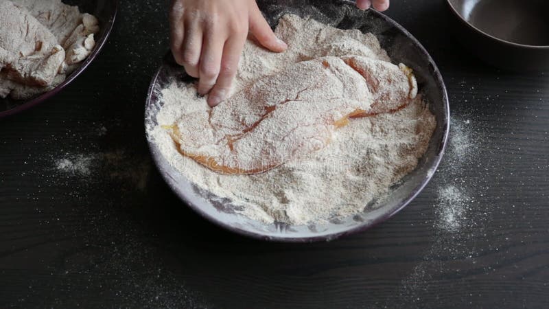 Preparing Breaded Chicken Breast at Home Stock Footage - Video of meal ...
