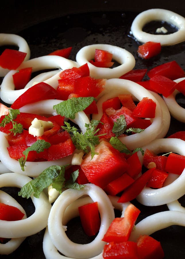 Preparing calamari stock photo. Image of rings, cook, seafood - 2909190