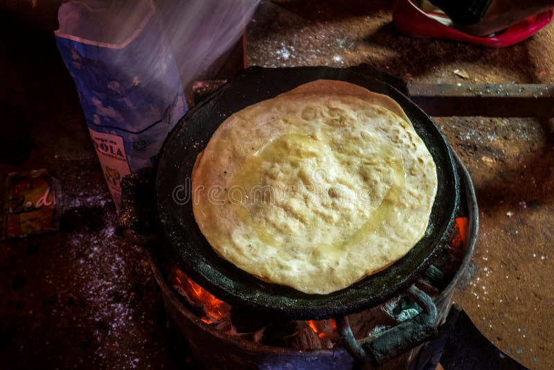 Preparing Chapati in Simple Environment Stock Photo - Image of chapatti ...