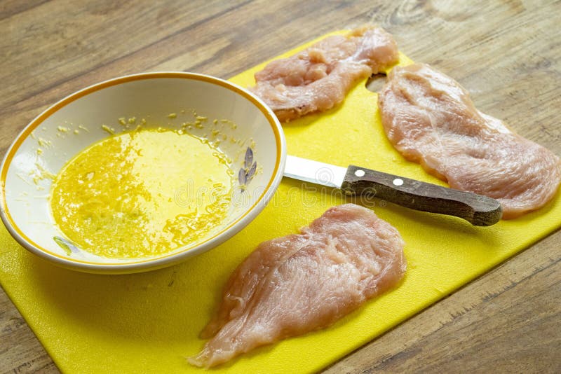 Preparing chicken cutlets stock image. Image of cutlet - 171766867