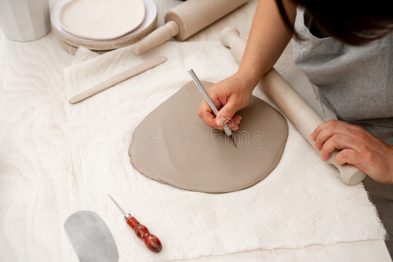 Preparing Clay for Cutting and Assembling it. Slab Building Method in ...