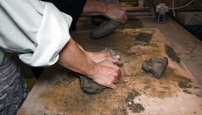 Preparing the clay stock photo. Image of pottery, preparing - 68967504