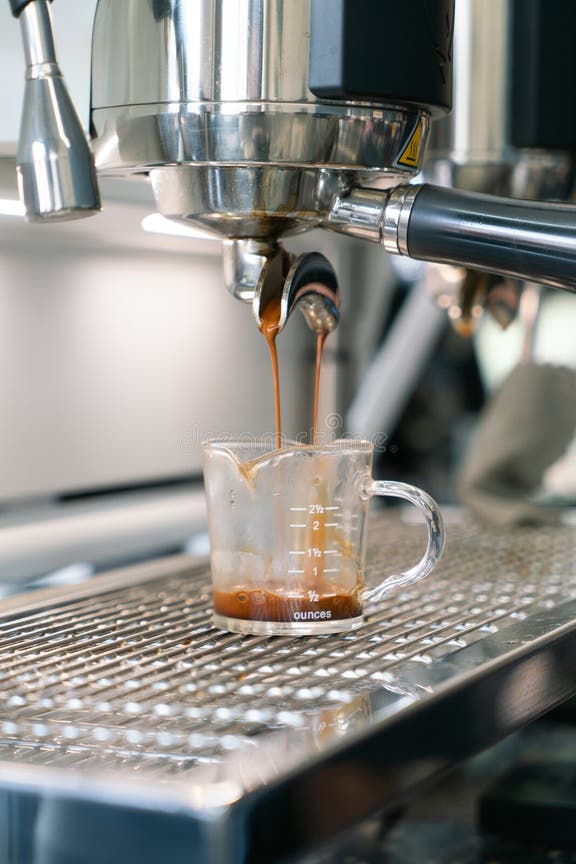 Preparing Coffee in Coffee Shop with Professional Coffee Machine Stock ...