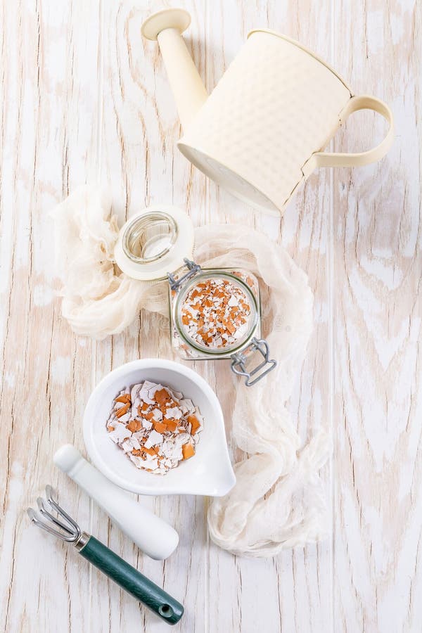Preparing Crushed Eggshells for Vegetable Bed, Eggshells Stored for ...
