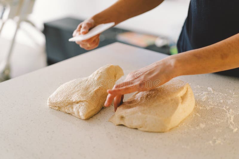 Preparing Dough for Baking. Healthy Sourdough Bread Stock Image - Image ...