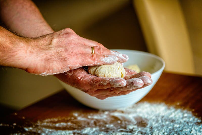 Preparing dough for bread stock image. Image of life - 212215171