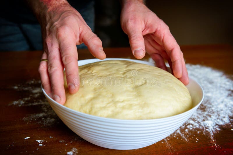 Preparing dough for bread stock photo. Image of horizontal - 212684072