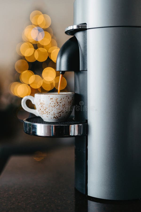 Preparing Espresso with a Capsule Coffee Machine. Stock Image - Image ...