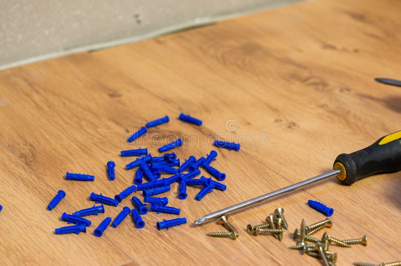 Preparing the Finishing of the Room with a Plinth Stock Image - Image ...