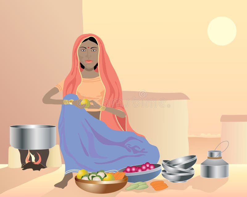 Indian Woman Cooking Stock Illustrations – 320 Indian Woman Cooking ...