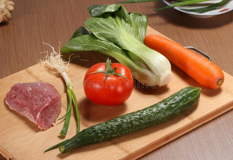 Preparing Food Chopping Board Ingredients for Cooking Meat Stock Image ...