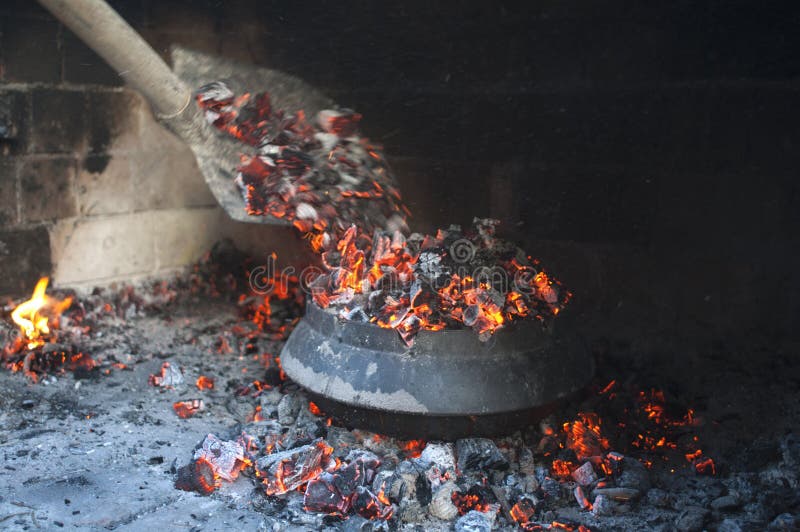 Preparing Food Under the Bell. Stock Image - Image of croatia, bosnia ...