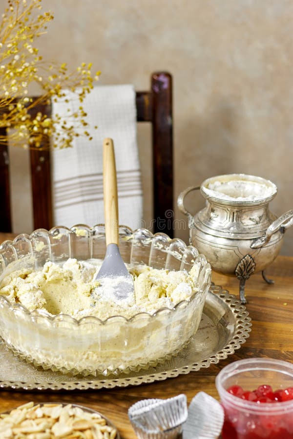 Preparing Fresh Ingredients for Baking Traditional Sweets in a Rustic ...