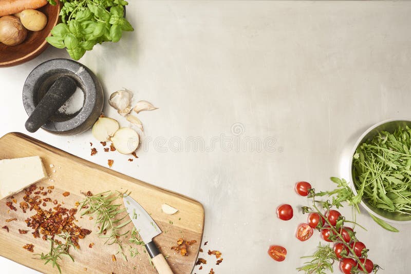 Preparing Fresh Ingredients for Cooking in Gastro Kitchen Stock Image ...