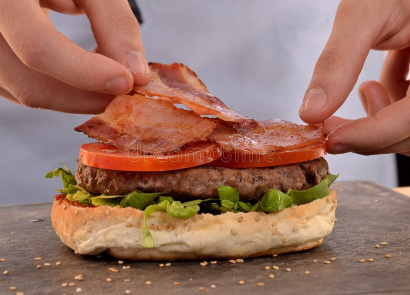 Preparing hamburger stock image. Image of fast, green - 56436531