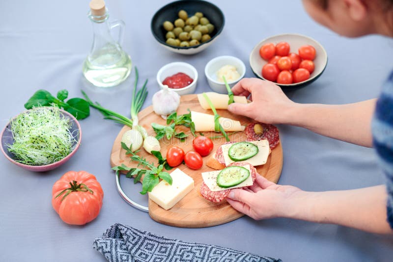 Preparing healthy snacks stock image. Image of hand, cucumber - 86437701