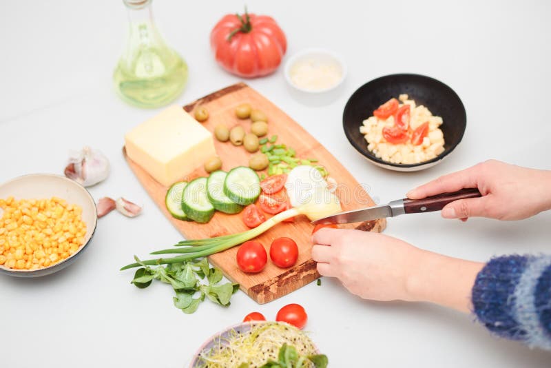 Preparing healthy snacks stock image. Image of basil - 86437775