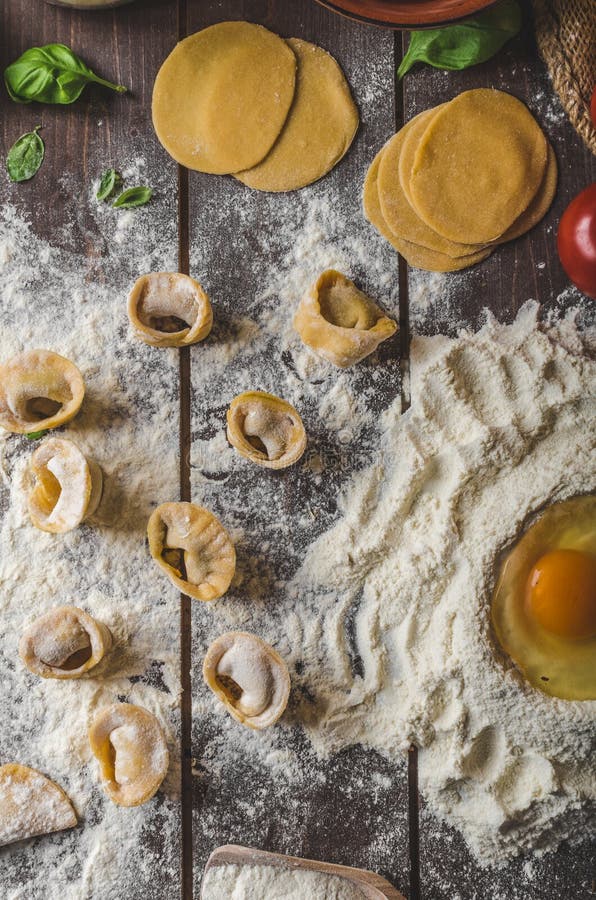 Preparing Homemade Tortellini Stock Image - Image of making, flour ...