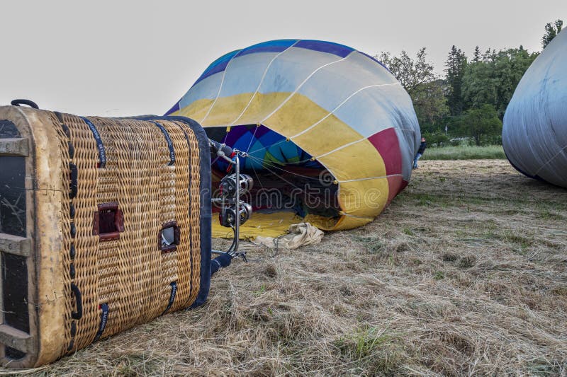 Preparing a Hot Air Balloon for a Flight Stock Photo - Image of blue ...