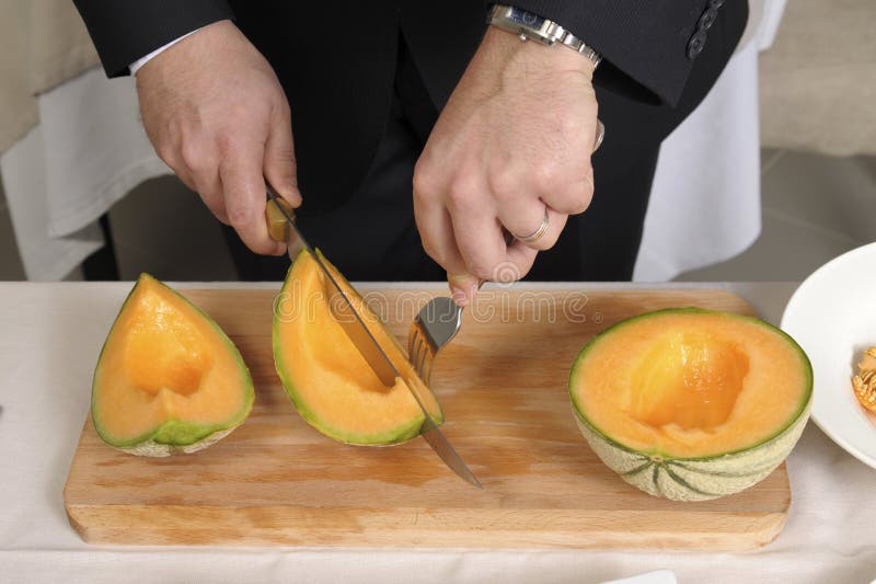 Preparing an Italian-style Melon Stock Image - Image of slice, exotic ...