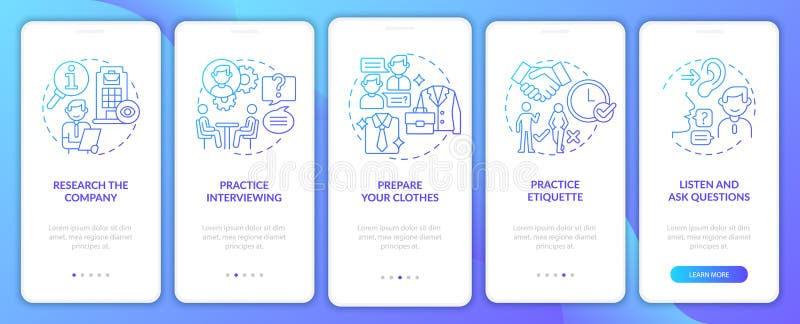 Preparing for Job Interview Gradient Blue Onboarding Mobile App Page ... Preparing for Job Interview Gradient Blue Onboarding Mobile App Page ...
