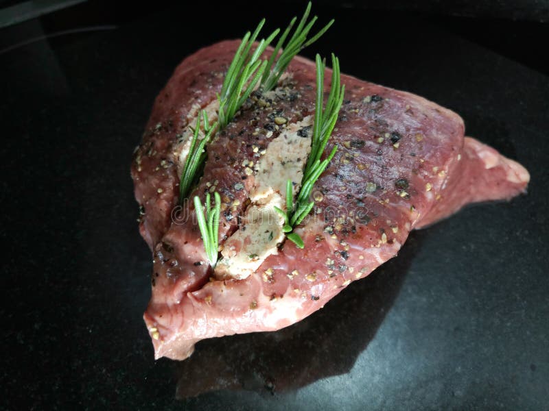 Chunk of raw seasoned beef stock image. Image of chunk - 104405467