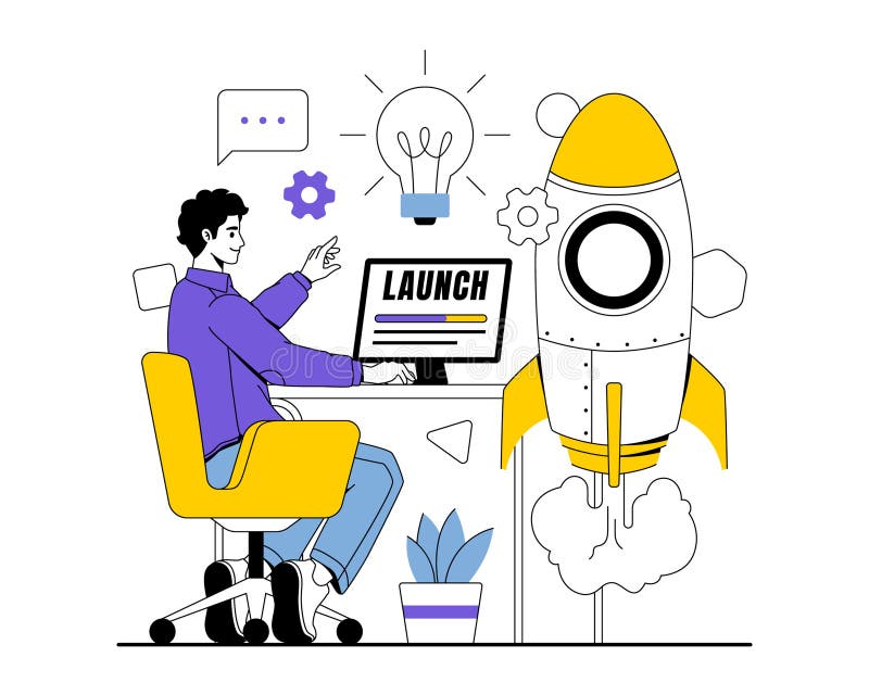 Preparing for Launch stock illustration. Illustration of motivation ...