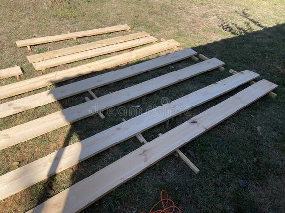 Preparing Lumber for Priming and Painting Stock Photo - Image of ...