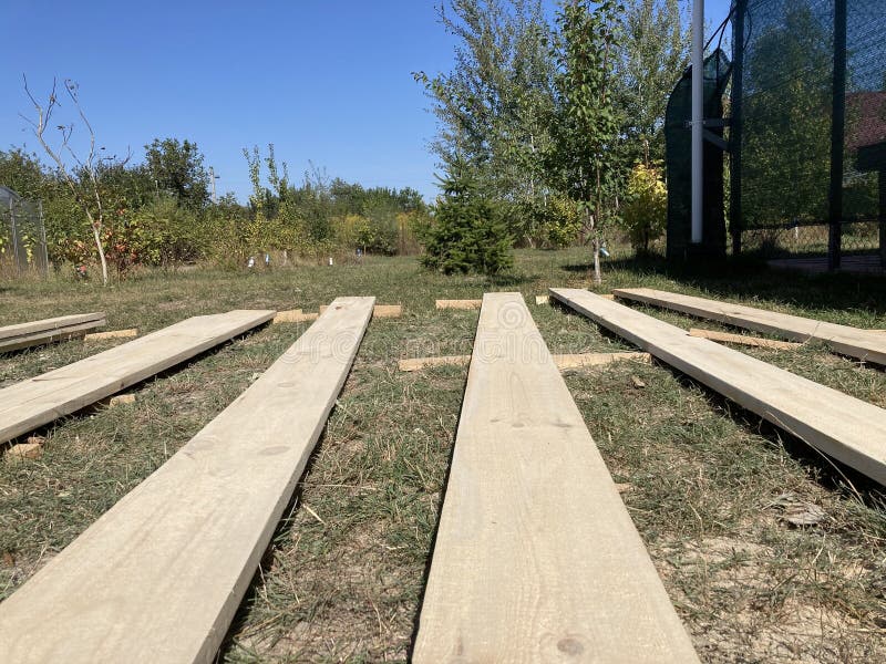 Preparing Lumber for Priming and Painting Stock Image - Image of ...