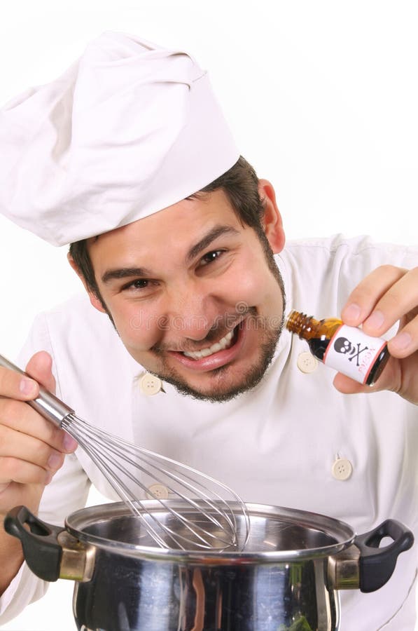 Preparing Lunch with Poison Bottle Stock Photo - Image of cook ...