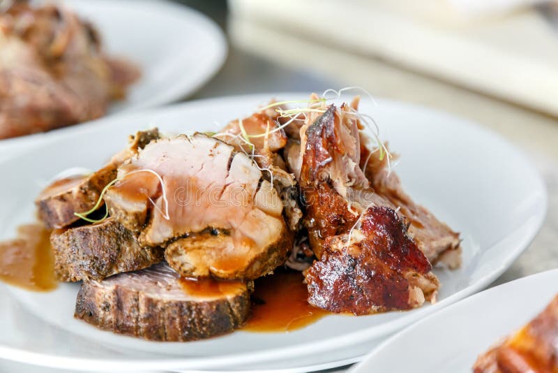 Preparing Meat on the Table Stock Photo - Image of sauce, waiter: 94087784