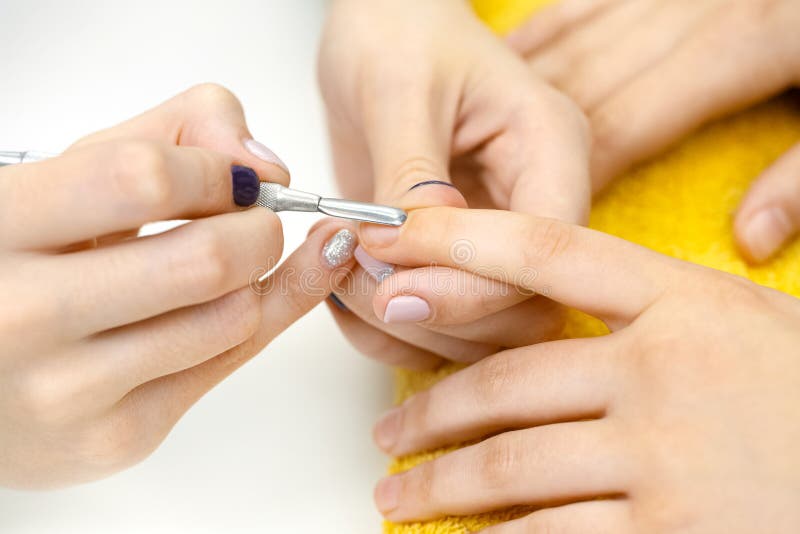 Manicure at the salon stock image. Image of procedure - 118908043