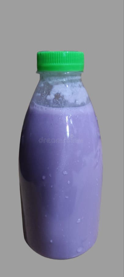 Taro Flavored Milkshake in a Bottle with a Green Lid Stock Image ...