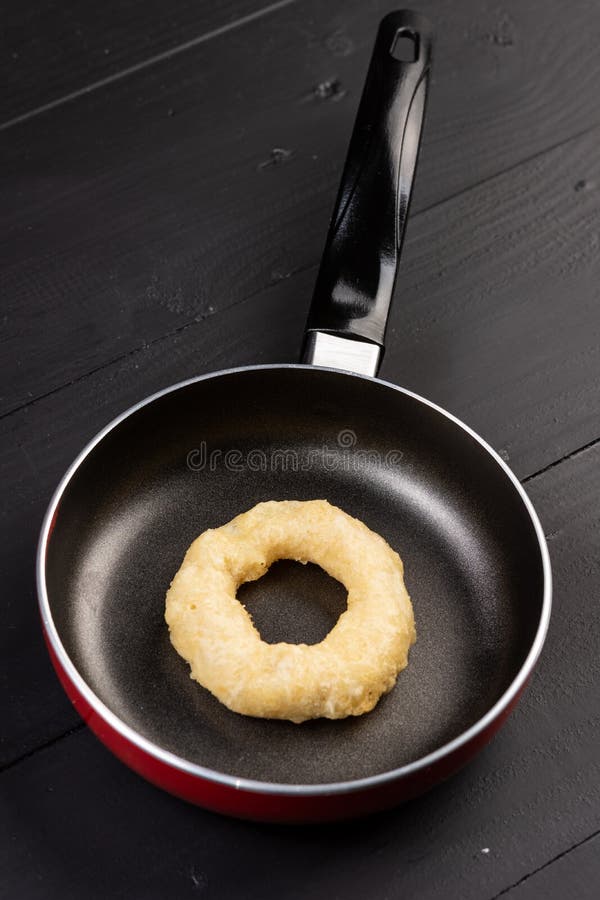Preparing Onion Rings in the Frying Pan Stock Image - Image of ...