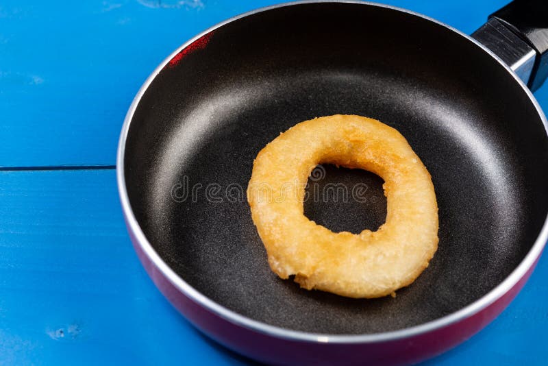 Preparing Onion Rings in the Frying Pan Stock Image - Image of ...