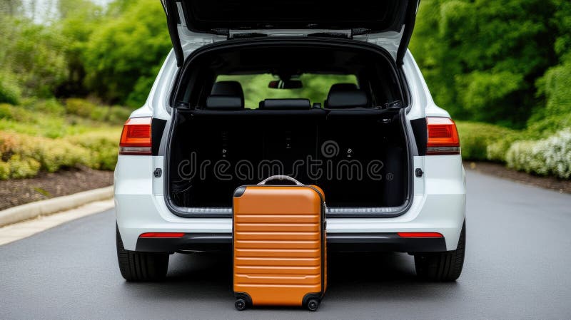 Preparing for an Outdoor Adventure with Car Packed Full. Stock ...