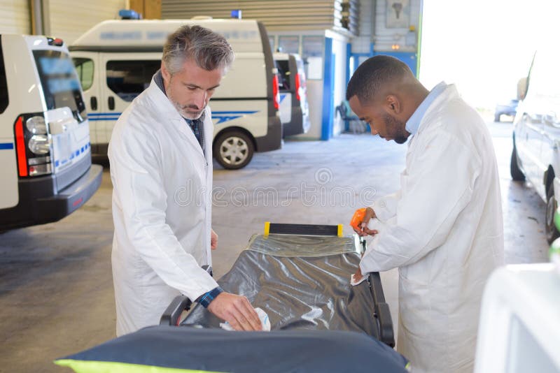 Preparing the Paramedic Bed Stock Image - Image of healthcare, organize ...