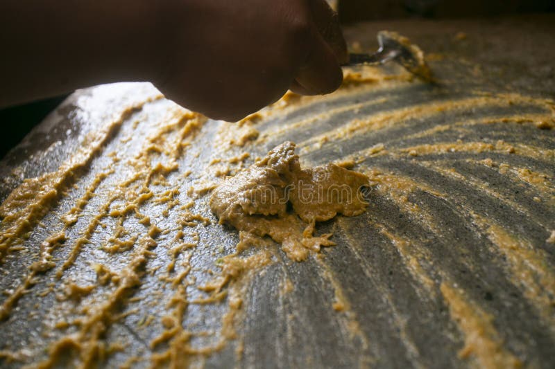 Preparing Peruvian Yellow Chili, Also Called Aji Amarillo Sauce with a ...