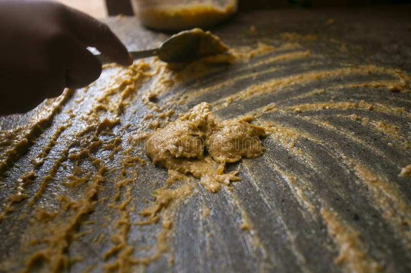 Preparing Peruvian Yellow Chili, Also Called Aji Amarillo Sauce with a ...