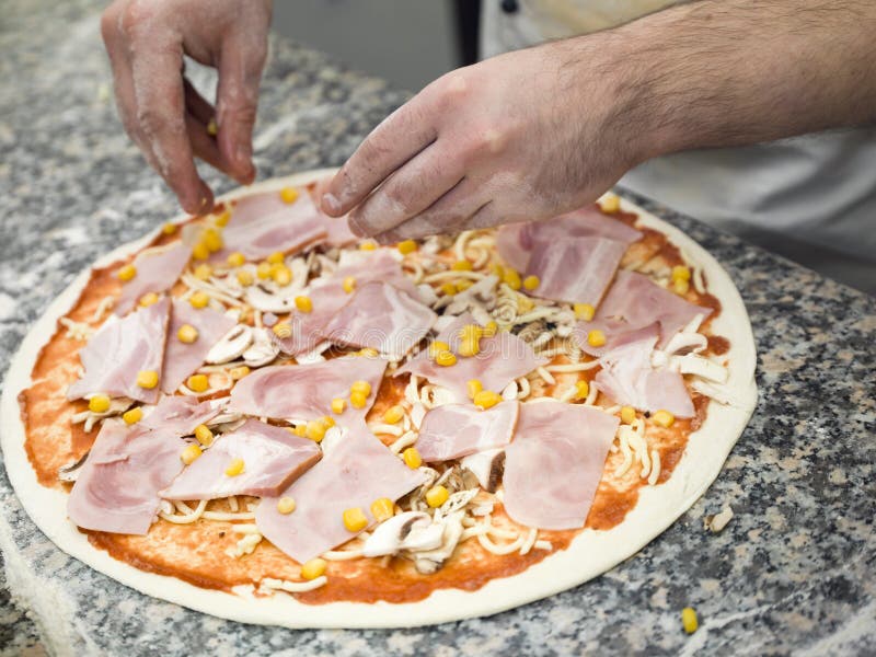 Preparing pizza stock photo. Image of cuisine, ketchup - 65793832
