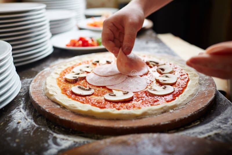 Preparing pizza stock image. Image of culinary, preparation - 72994113