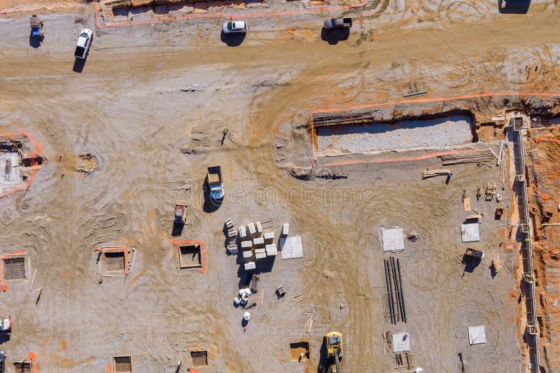 Preparing for the Pouring of Concrete Foundations for Construction of a ...