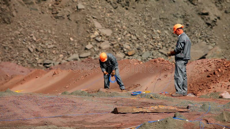 The Process of Placing Explosives in an Iron Ore Quarry. Explosives ...