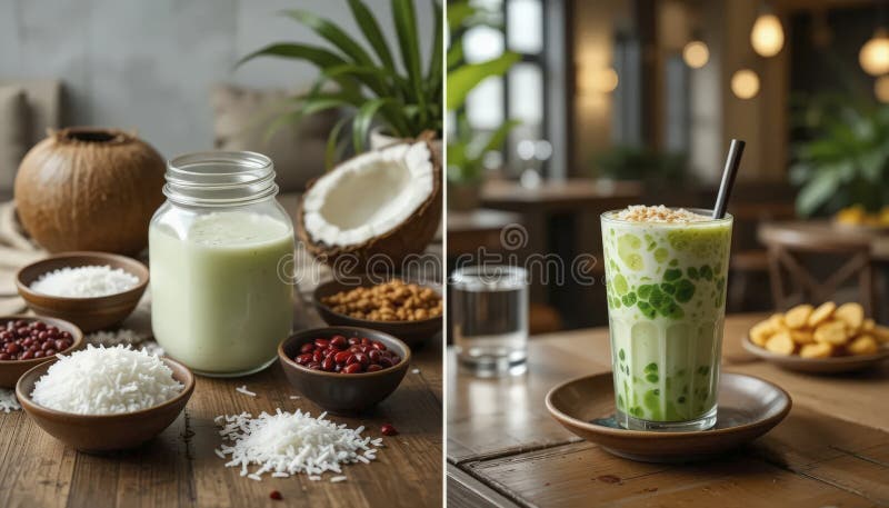 Preparing Refreshing Coconut Drink with Ingredients and Delicious ...