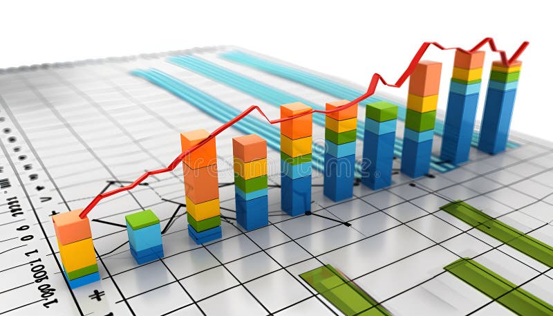 Preparing Report. Blue Graphs and Charts Stock Illustration ...